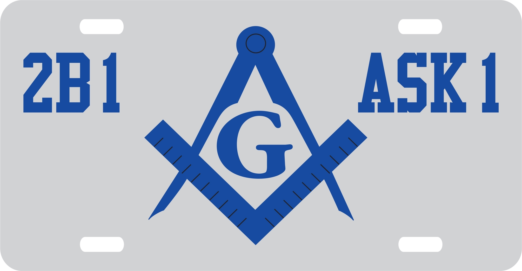 Mason Symbol 2B1 ASK1 Mirror License Plate [Silver/Blue - Car/Truck ...