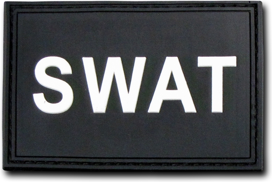 RapDom SWAT Text Rubber H&L Hook And Loop-Back Patch [Pack of 2 - Black ...