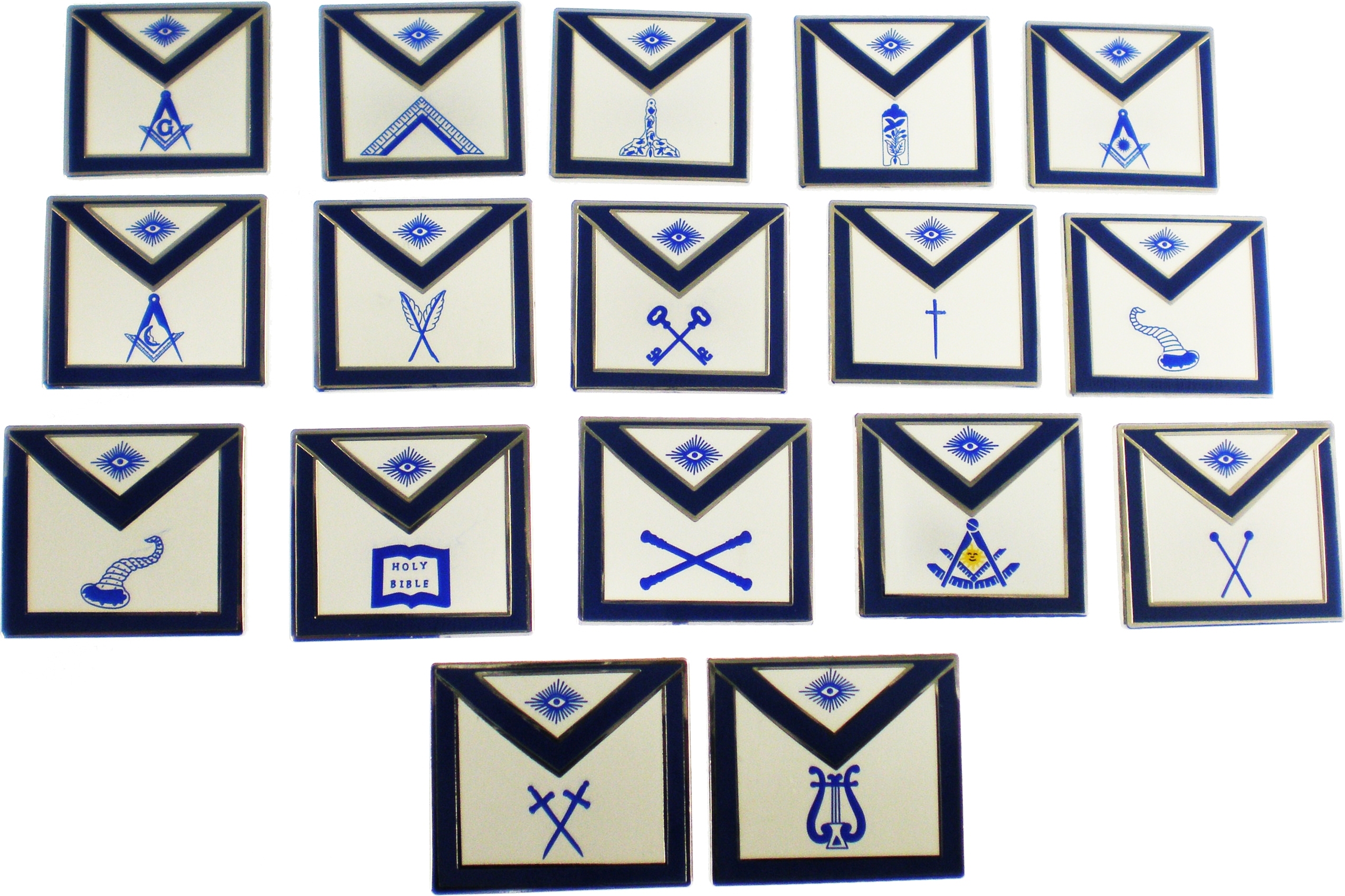 Masonic Apron Lodge Officer Lapel Pin Set [17 Per Set - Silver - 25.4 ...