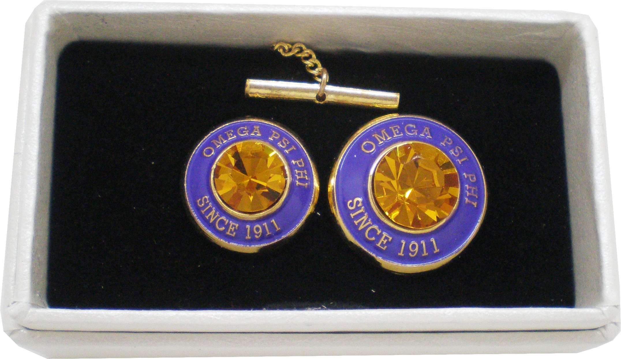 Omega Psi Phi Topaz Stone Signet Lapel Pin And Tie Tack Set [Gold ...