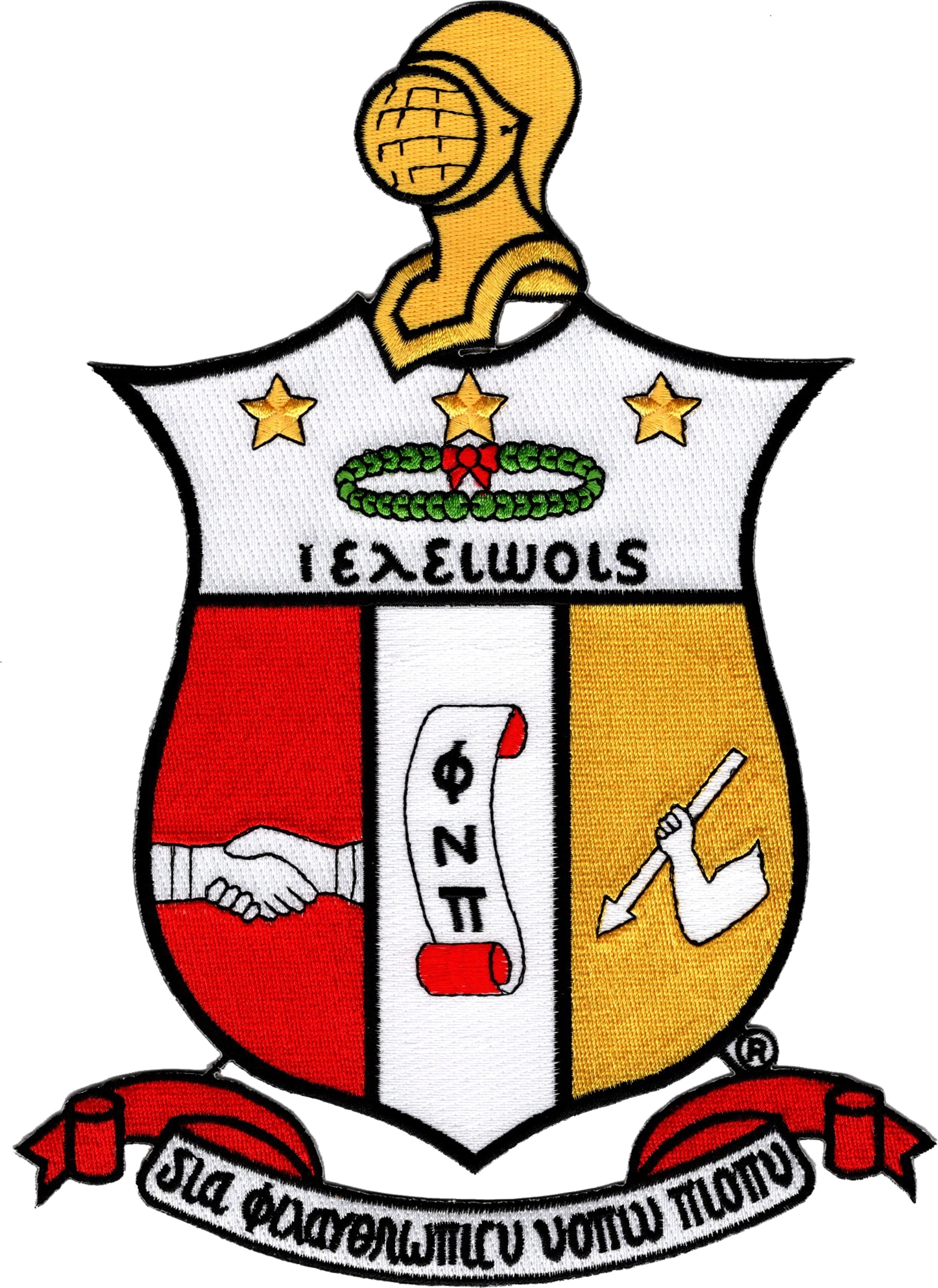 Kappa Alpha Psi Shield Embroidered Iron-On Patch [White - 9.625"T x 7. ...