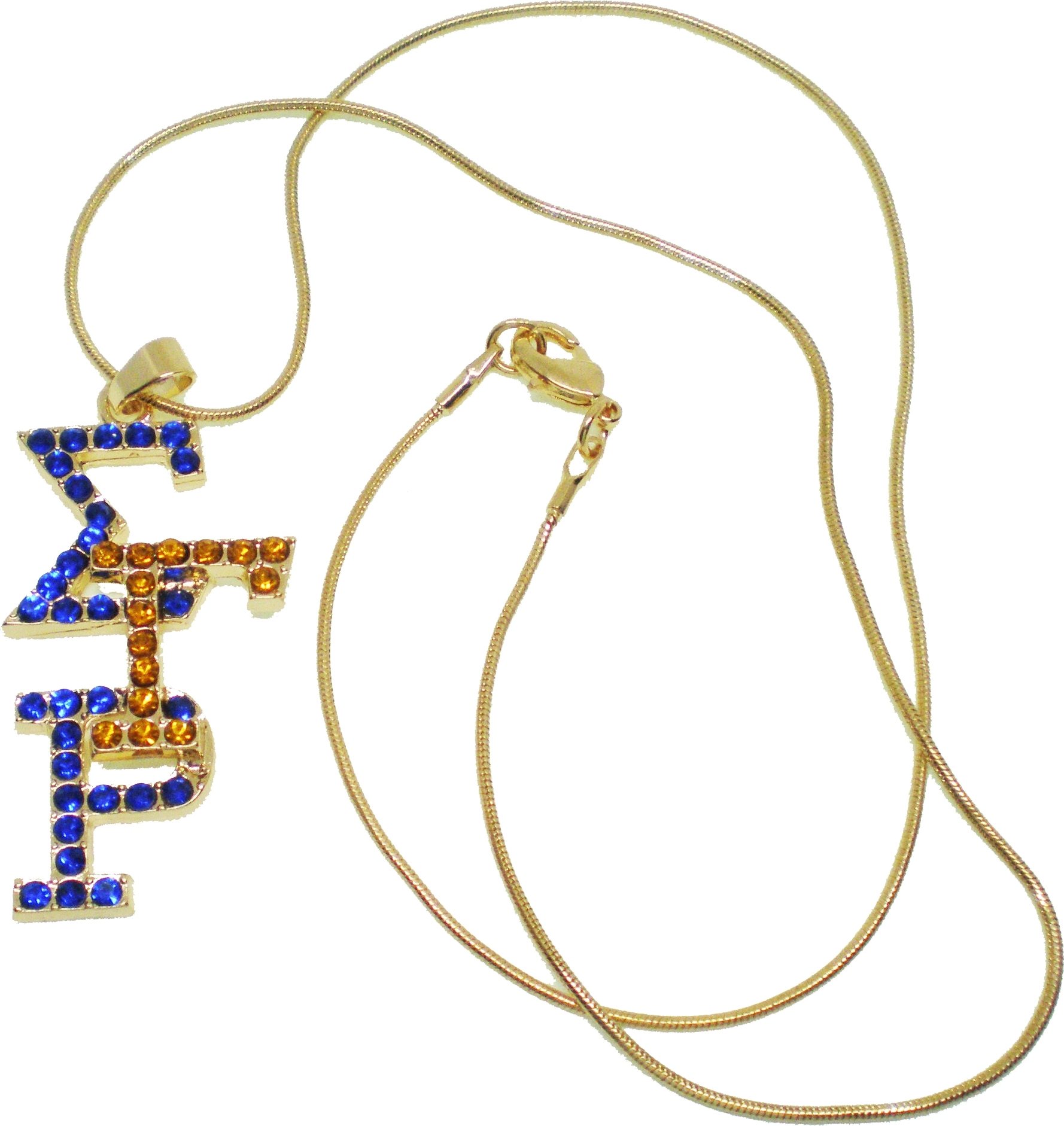 Sigma Gamma Rho Overlap Letters Pendant with Necklace [Gold - 1.75"T ...