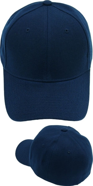 Plain Fitted Mens Cap [Curved Bill - Navy Blue - 7 1/2] > Product ...