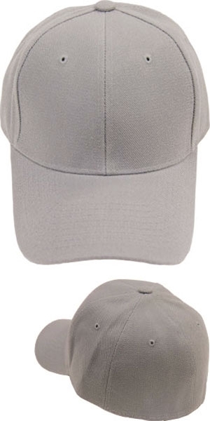 Plain Fitted Mens Cap [Curved Bill - Light Grey - 6 7/8] > Product ...