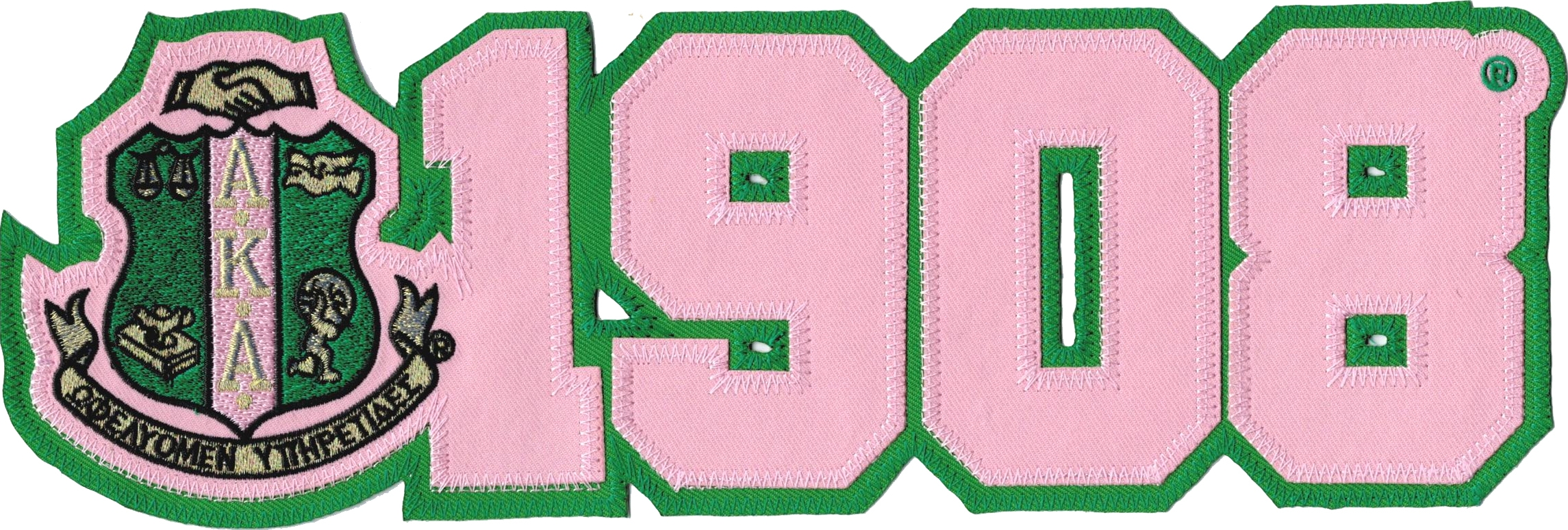 Alpha Kappa Alpha Crest 1908 Twill Iron-On Patch [Pink - 11.25" x 4 ...