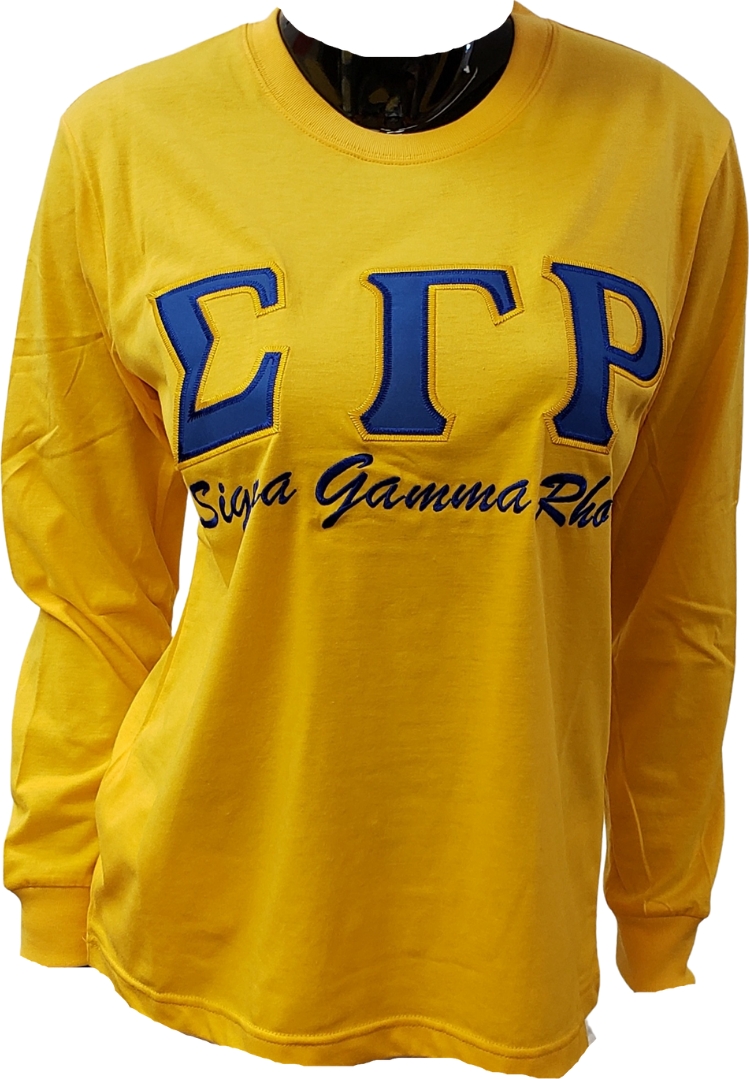 Buffalo Dallas Sigma Gamma Rho Embroidered T-Shirt [Long Sleeve - Gold ...