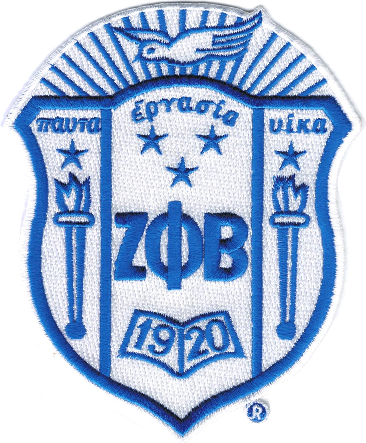Zeta Phi Beta Crest Embroidered Iron-On Patch [White - 5"] > Product ...