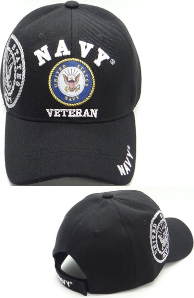 Navy Veteran Shadow Mens Cap [Baseball Cap - Black - Adjustable ...