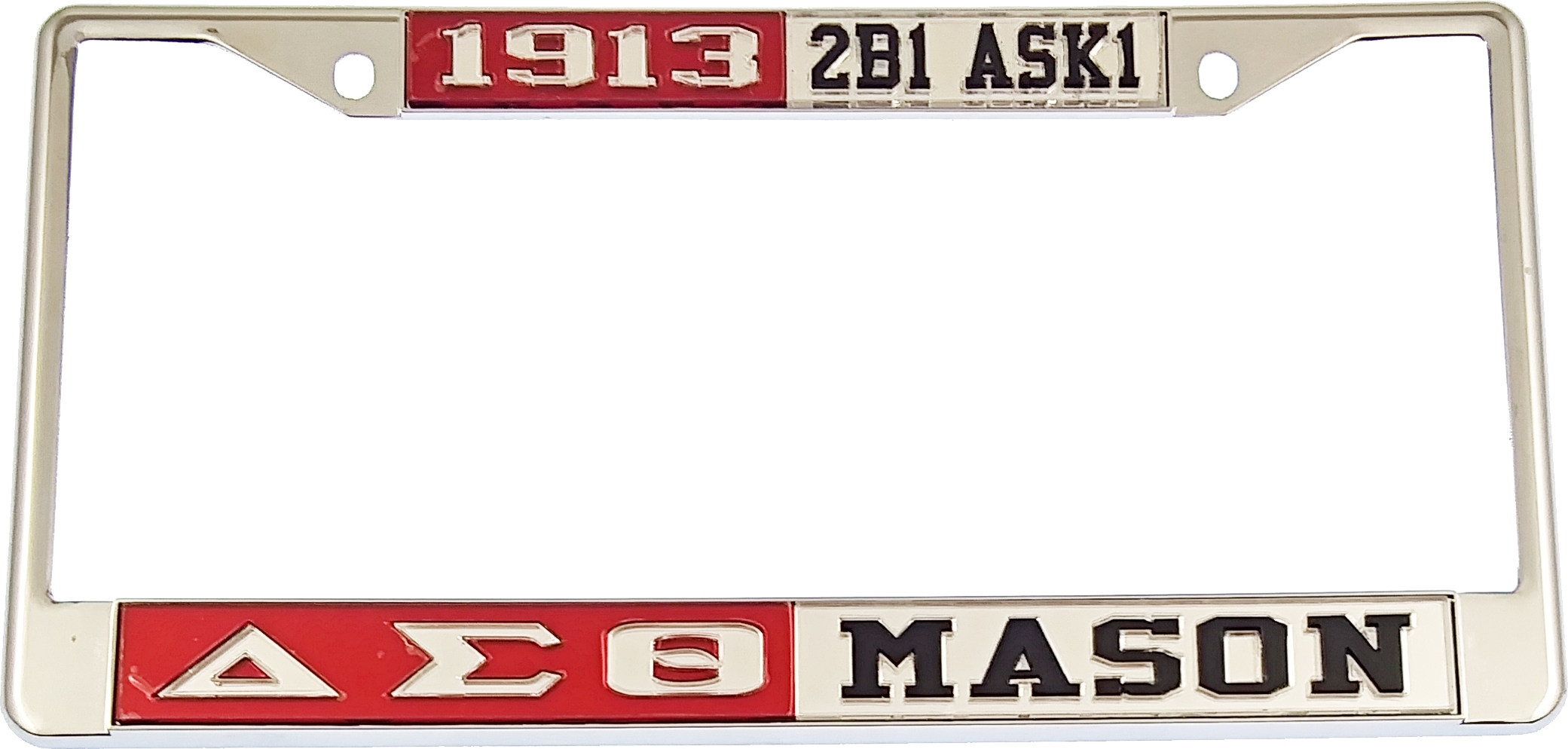 Delta Sigma Theta + Mason - 2B1 ASK1 Split License Plate Frame [Silver ...