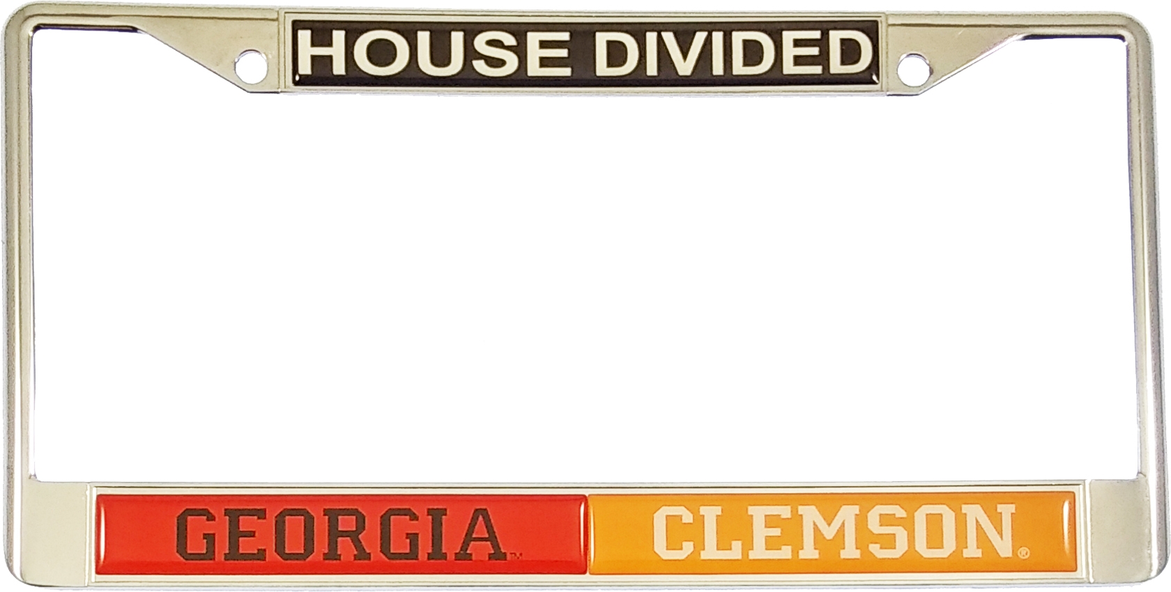 Georgia + Clemson House Divided Split License Plate Frame [Silver - Car ...