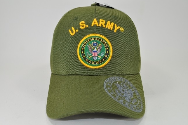U.S. Army Shield Arch Shadow Bill Mens Cap [Olive Green - Adjustable ...