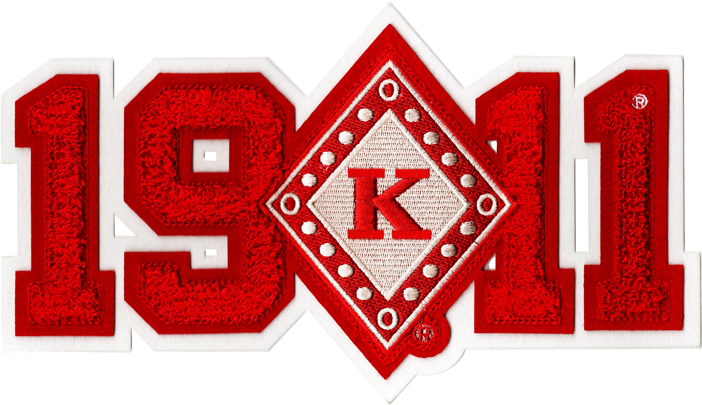 Kappa Alpha Psi Diamond 1911 Chenille Sew-On Patch [White - 11.75"W ...