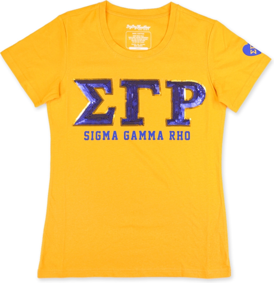 Big Boy Sigma Gamma Rho Divine 9 Sequin Patch Ladies Tee [Gold - S ...