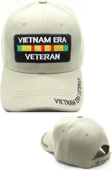 Vietnam Era Veteran Ribbon Patch Mens Cap [Beige/Black - Adjustable ...