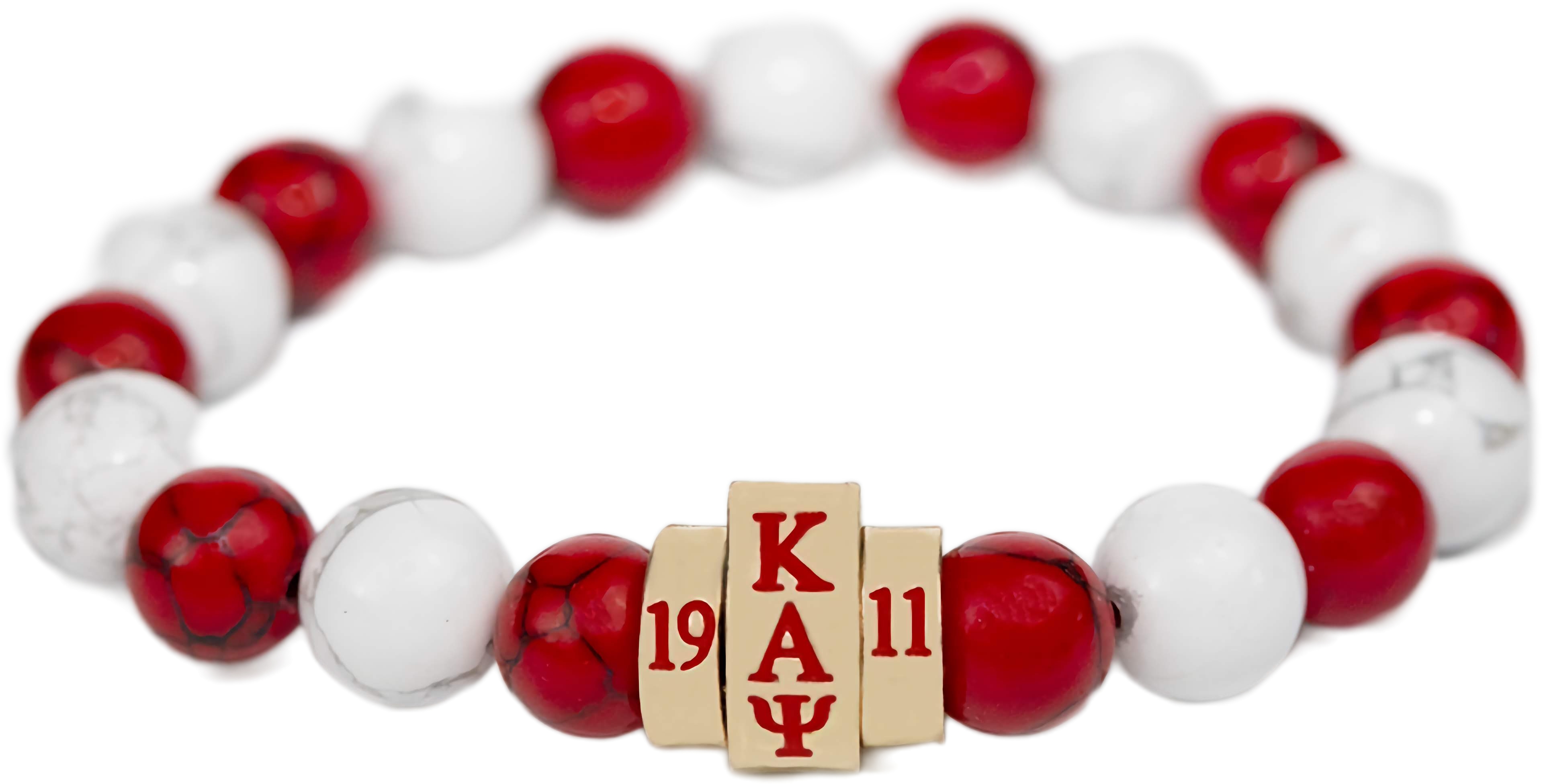 Kappa Alpha Psi Natural Stone Bead Bracelet [Red/White] > Product ...