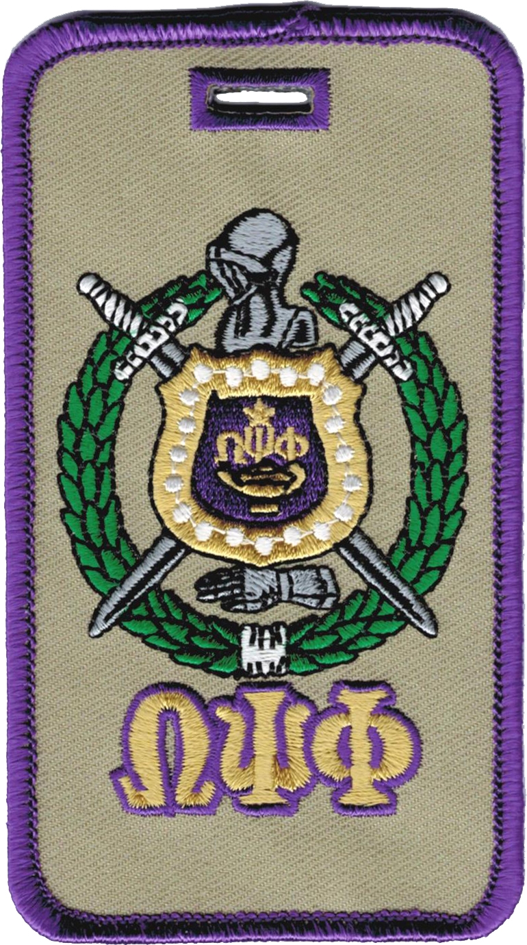 Omega Psi Phi Escutcheon Shield Twill Luggage Tag [Khaki - 4.5x2.5 ...