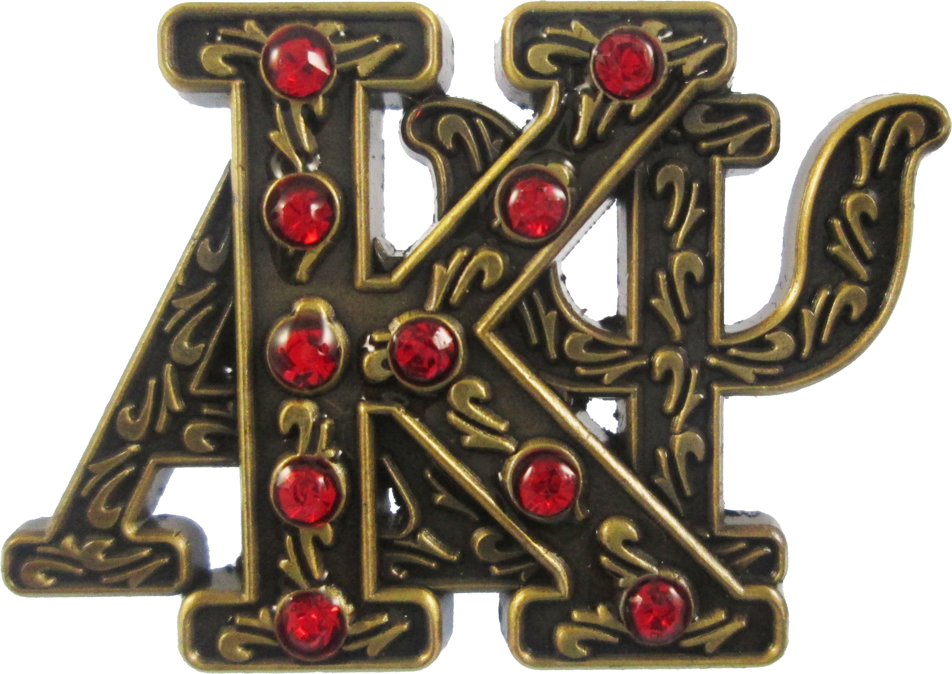 Kappa Alpha Psi Stacked 3D Letter 10 Ruby Stone Lapel Pin [Gold - 1.25 ...
