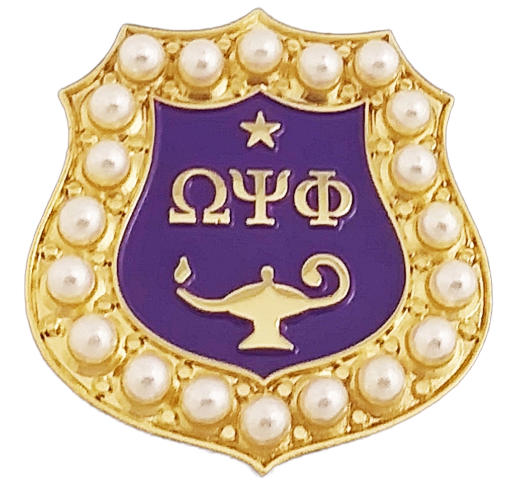 Omega Psi Phi Escutcheon 20 Pearl Shield Lapel Pin [Gold - 1.25 ...