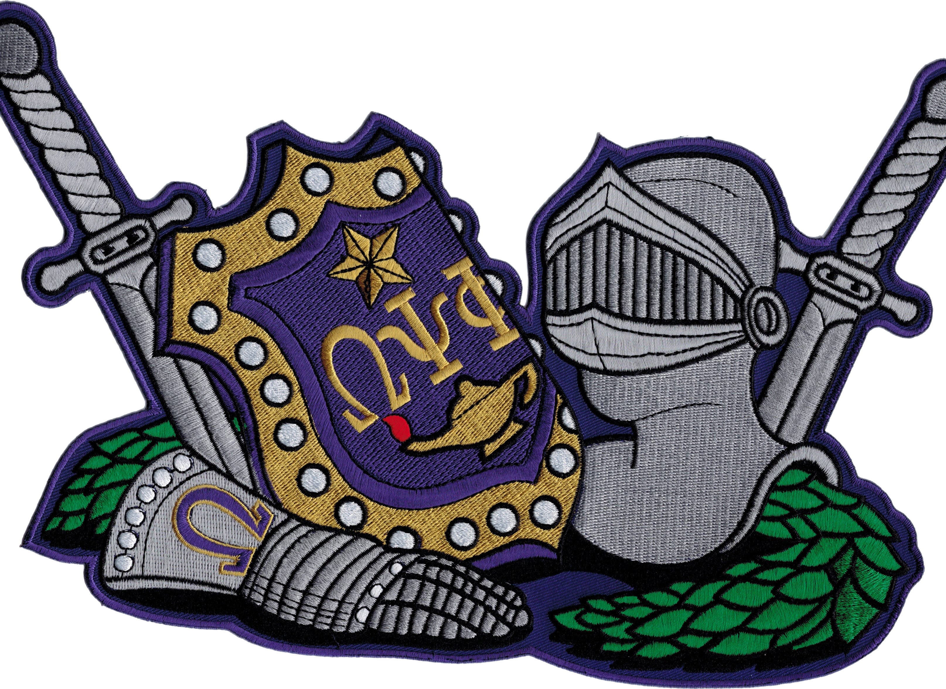 Omega Psi Phi Armor Escutcheon Shield Iron-On Patch [11.75"W x 7.5"T ...