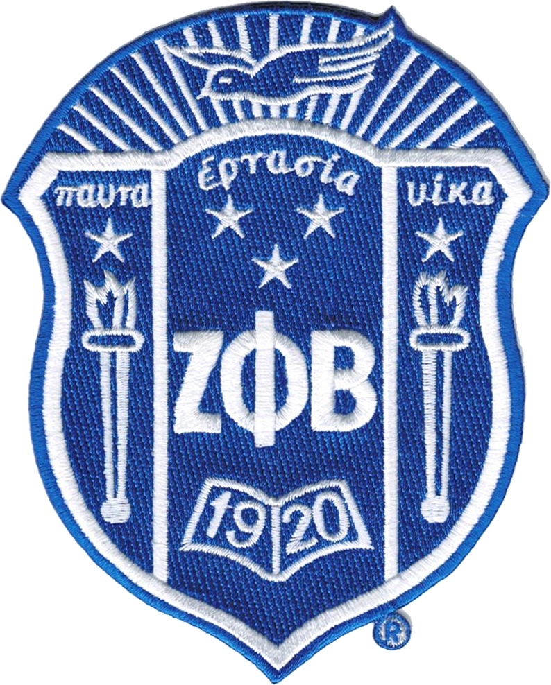 Zeta Phi Beta Crest Embroidered Iron-On Patch [Blue - 5"] > Product ...