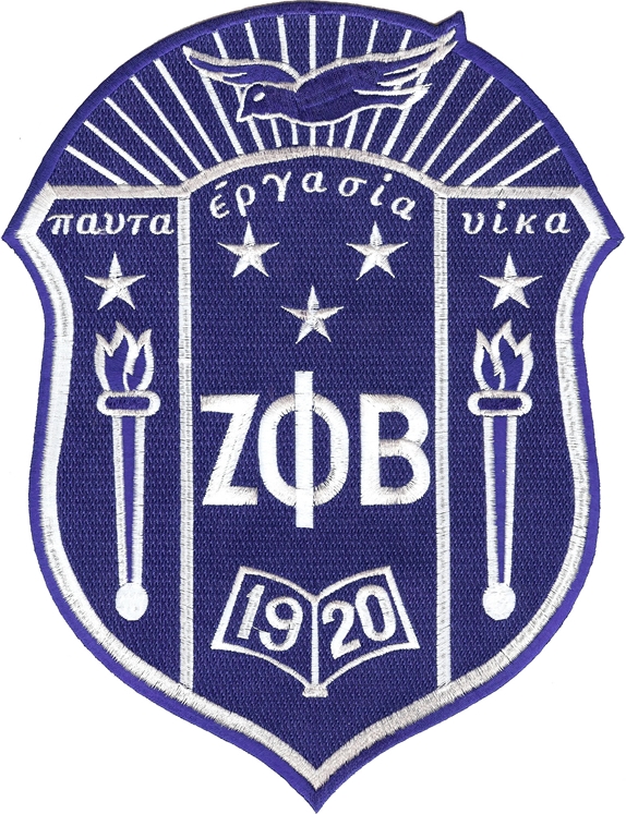 Zeta Phi Beta Crest Embroidered Iron-On Patch [Blue - 10"] > Product ...